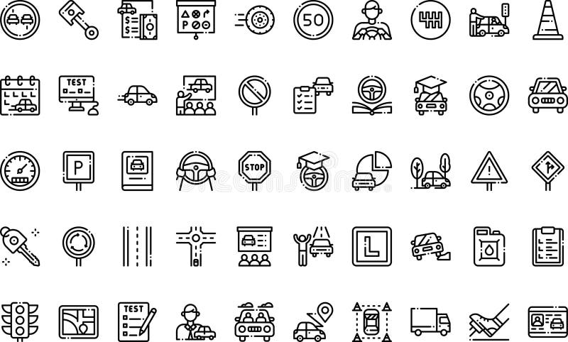 Driver School Icons High-Quality Vector Icons Collection with Editable ...