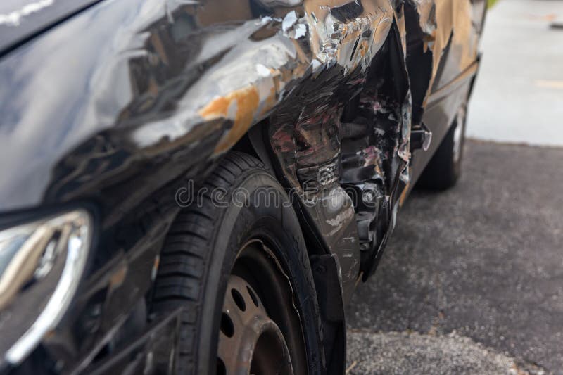 Driver Side Accident Damage Stock Photo - Image of street, light: 270825172