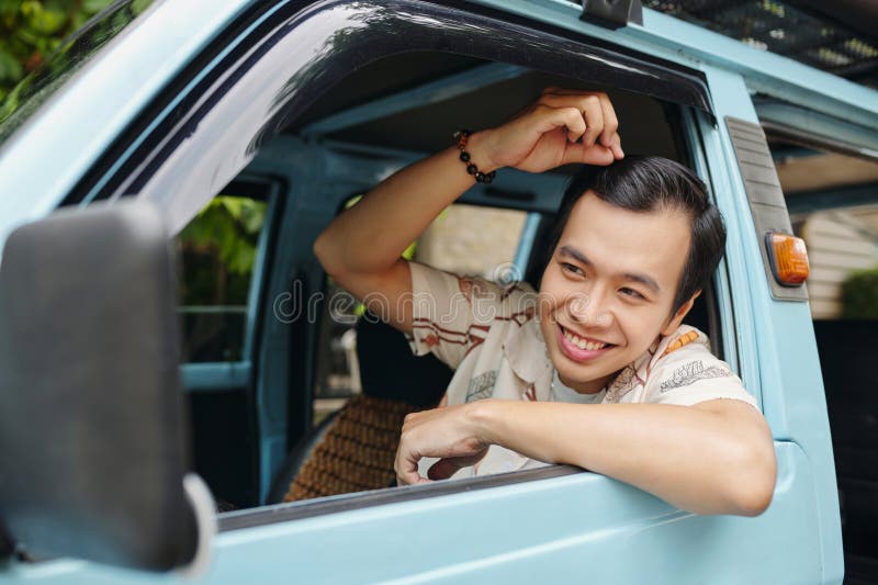 Driver Sitting in His Van stock image. Image of driver - 356160013