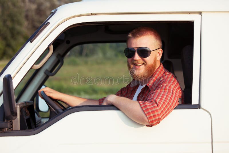 Driver of a Small Pickup Truck Stock Image - Image of beardie ...