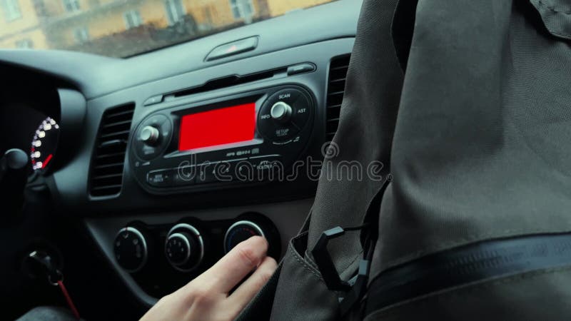 The Driver Studies the Dashboard in the Car Stock Video - Video of ...