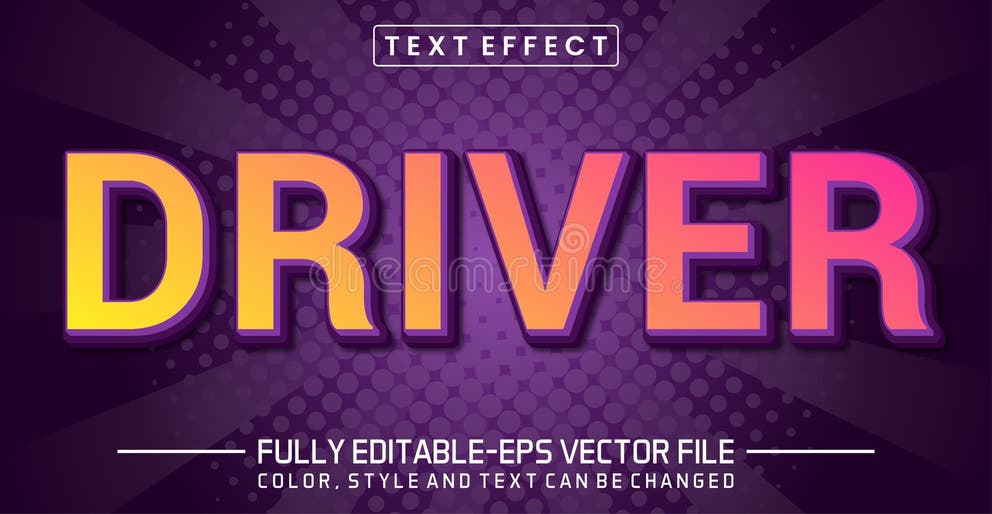Driver Text Editable Style Effect Stock Vector - Illustration of type ...