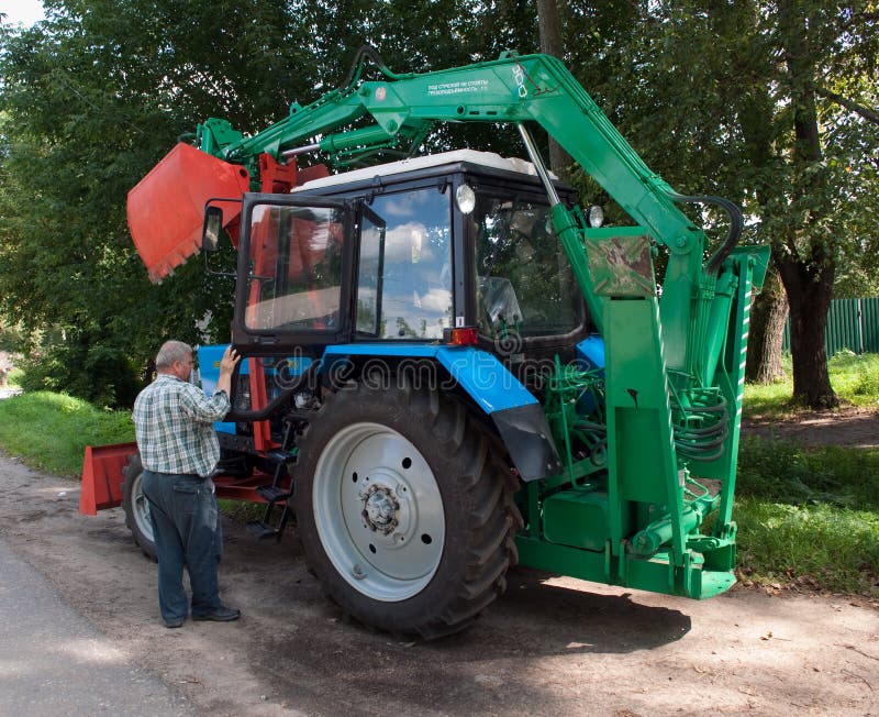 Driver Tractors on Rural Road Editorial Stock Image - Image of farm ...