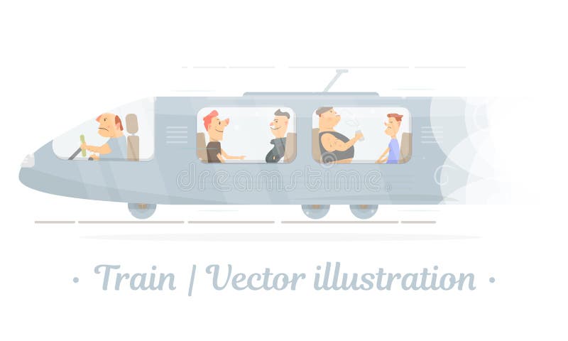 The Driver of the Train and Passengers. Stock Vector - Illustration of ...