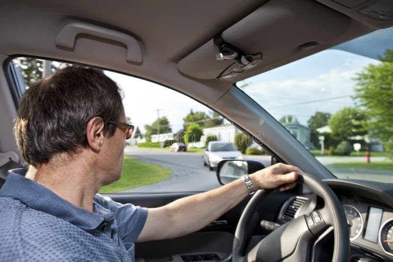 Driver Turning at Street Corner Stock Image - Image of signal, auto ...