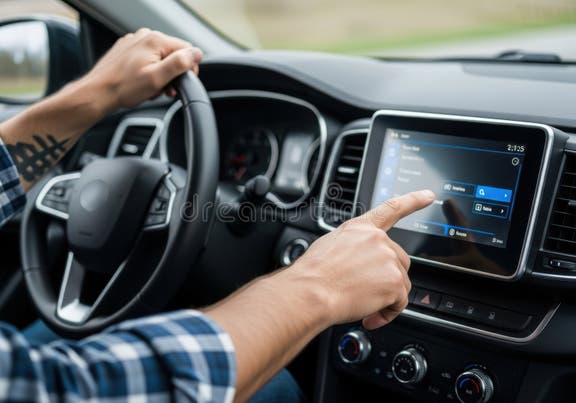 Driver Using Cars Navigation System by Touching the Screen with His ...