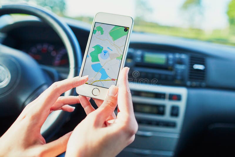 Driver using navigator stock photo. Image of device, smartphone - 62160350