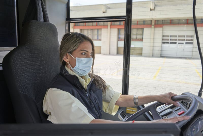 Driver Woman Working in Bus Stock Image - Image of auto, local: 217212679