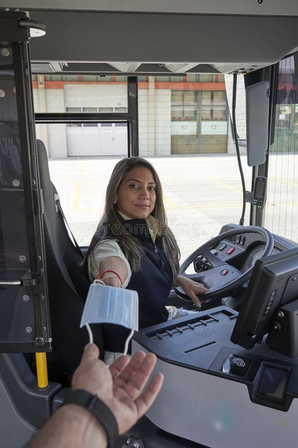 Driver Woman Working in Bus Stock Image - Image of smiling, business ...