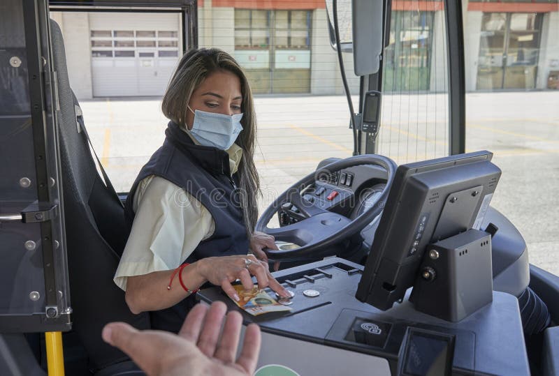 Driver Woman Working in Bus Stock Image - Image of happy, commuter ...