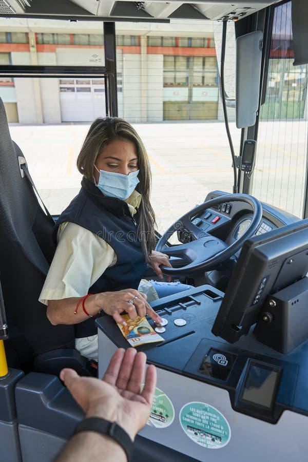 Driver Woman Working in Bus Stock Image - Image of smiling, sitting ...