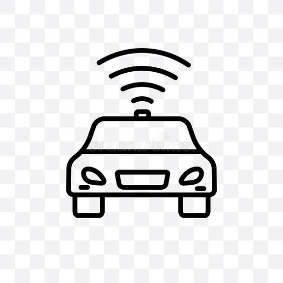 Driverless Autonomous Car Vector Linear Icon Isolated on Transparent ...