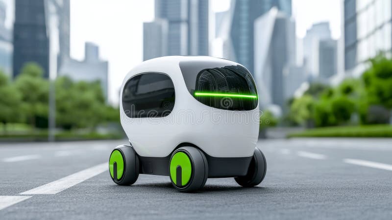 A Driverless Autonomous Delivery Robot Navigates the Street, Showcasing ...