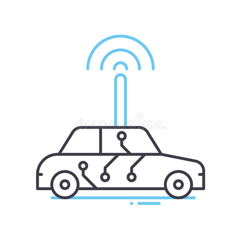 Driverless Car Line Icon, Outline Symbol, Vector Illustration, Concept ...
