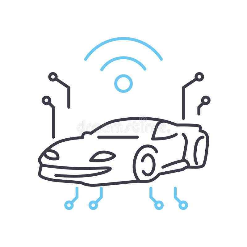 Driverless Car Line Icon, Outline Symbol, Vector Illustration, Concept Sign Stock Vector ...