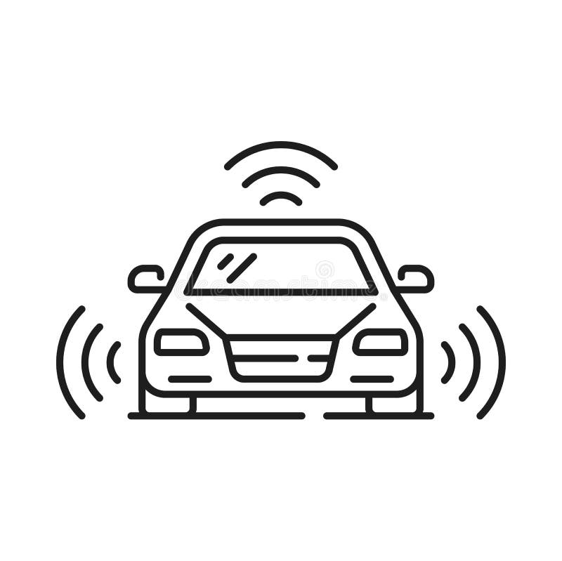 Driverless Car, Self Driving Vehicle Sensors Icon Stock Vector ...