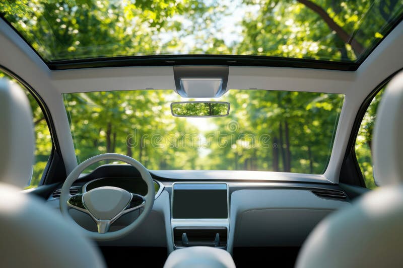 Driverless Car View from Inside the Car Stock Illustration ...