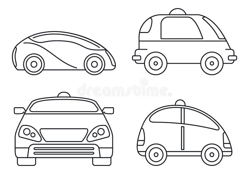Driverless Smart Car Icon Set, Outline Style Stock Vector ...