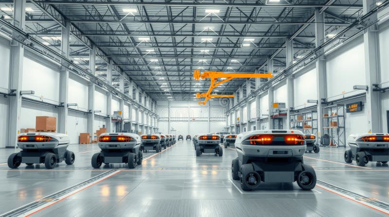Driverless Transport Systems in Automated Warehouse. Robotic Logistics ...