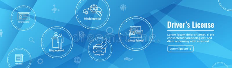 Drivers Test and License Icon Set and - Web Header Banner Stock Vector ...