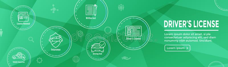 Drivers Test and License Icon Set and - Web Header Banner Stock Vector ...