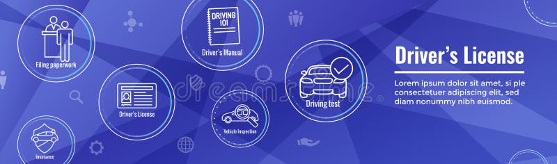 Drivers Test and License Icon Set and - Web Header Banner Stock Vector ...