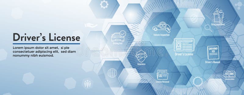 Drivers Test and License Icon Set and - Web Header Banner Stock Vector ...