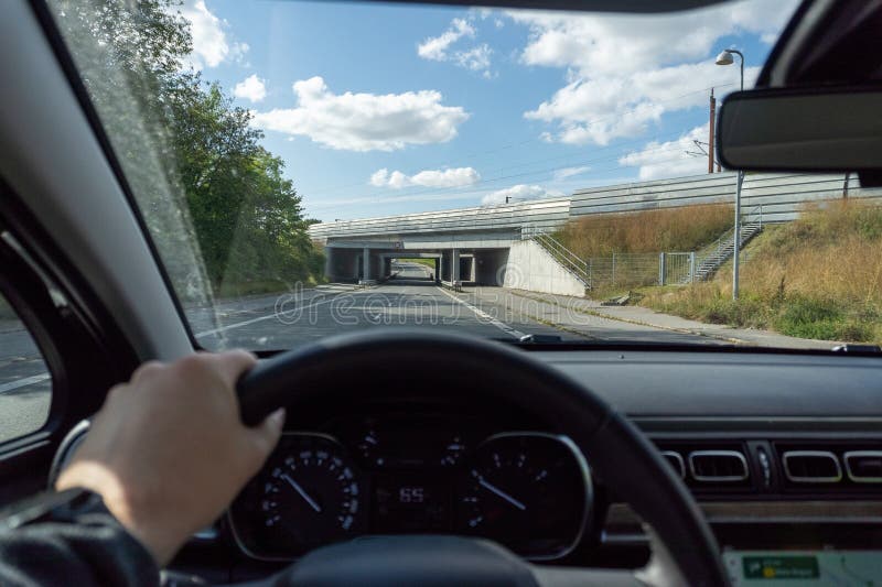 Driving through an Underpass Stock Image - Image of highway ...