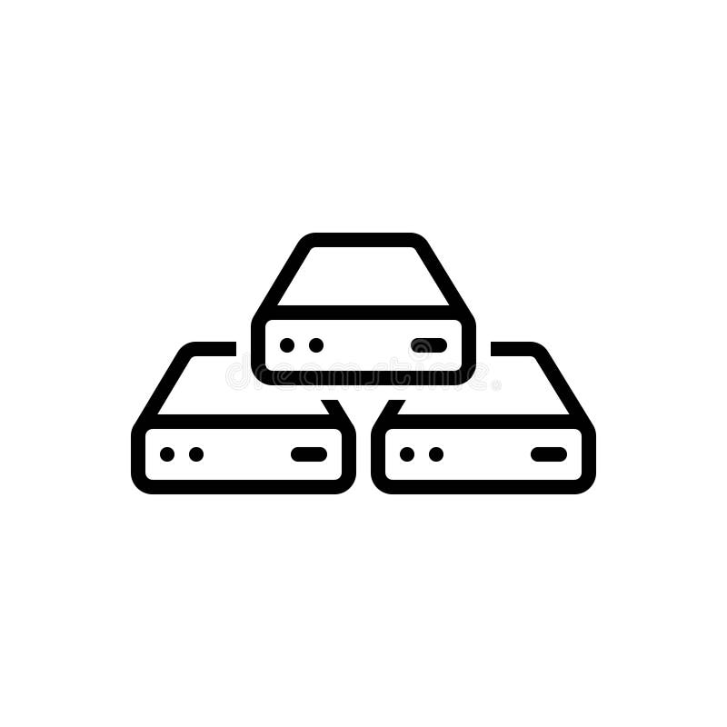 Black Line Icon for Drives, Hard Disk and Power Stock Vector ...