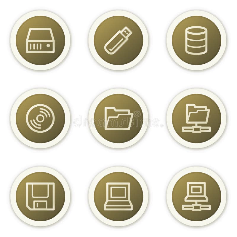Drives and Storage Web Icons, Mineral Circle Stock Vector ...