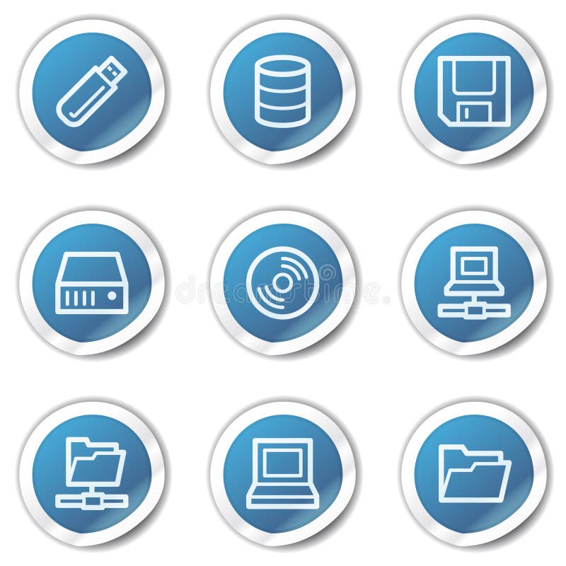 Drives and Storage Web Icons, Blue Sticker Series Stock Vector ...
