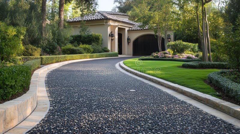 Driveway design stock image. Image of horizontal, lawn - 334204973