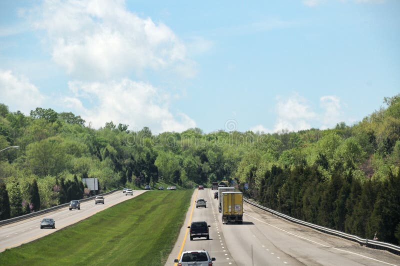 Driving Along the Interstate Highway Stock Photo - Image of transport ...