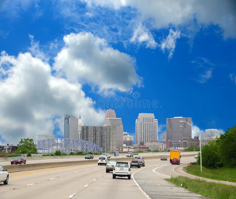 Driving Along the Interstate To Cincinnati Ohio Stock Photo - Image of ...