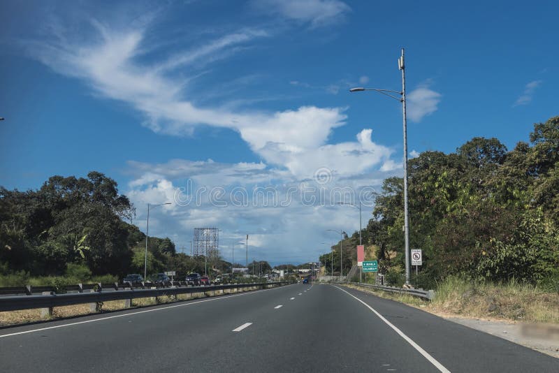 Driving Along a Well Maintained Highway during a Sunny Day, at an ...