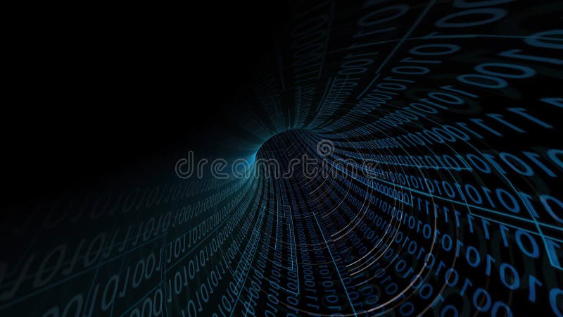 Driving through Binary Data Tunnel Stock Illustration - Illustration of ...