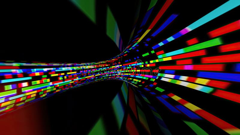 Driving through the Bit Stream Digital Pixel Tunnel Stock Illustration ...