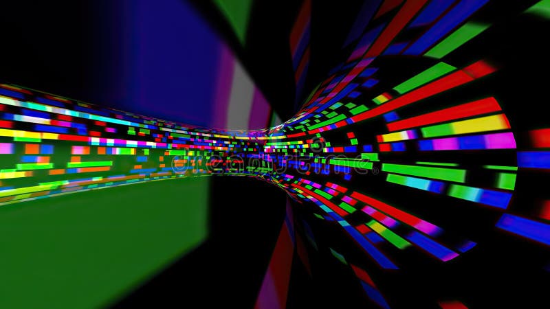 Driving through the Bit Stream Digital Pixel Tunnel Stock Illustration ...