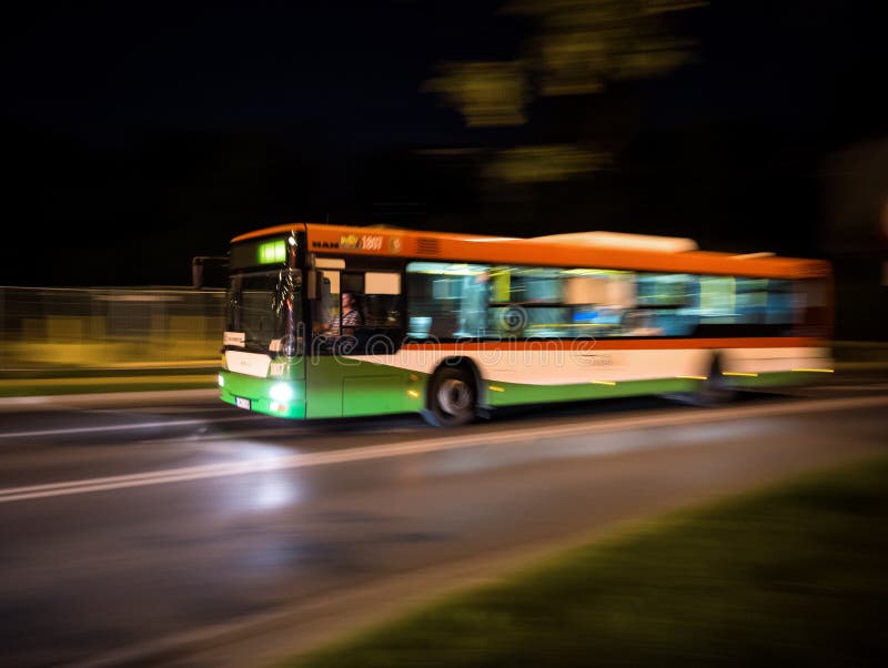 Driving Bus in the City Traffic in Motion Blur Stock Photo - Image of ...