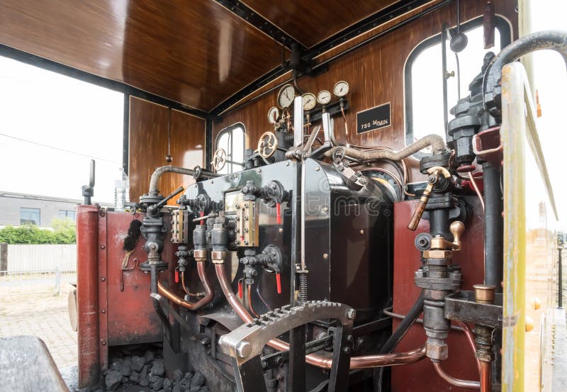 Details Of An Old Steam Locomotive Interior Stock Image - Image of ...