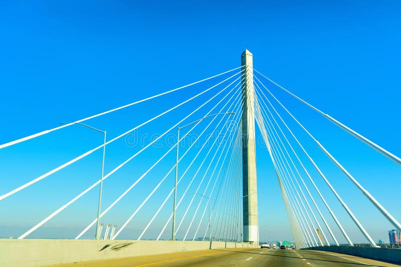 Driving through the Cable-Stayed Gerald Desmond Bridge Stock Image ...