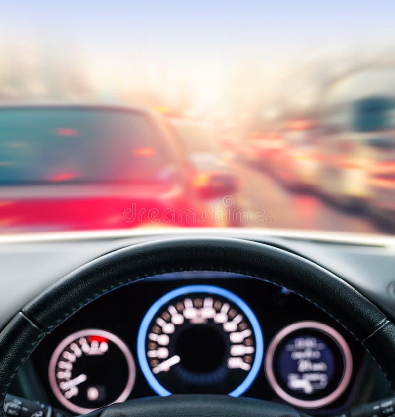 Driving Car Activity with Traffic Jam Background Stock Photo - Image of ...