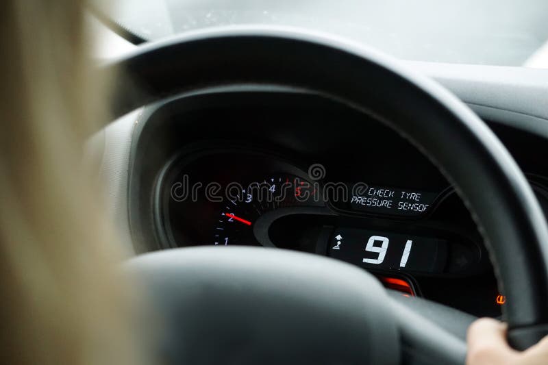 Driving a Car - Close-up on Steering Wheel and Speedometer Stock Photo ...