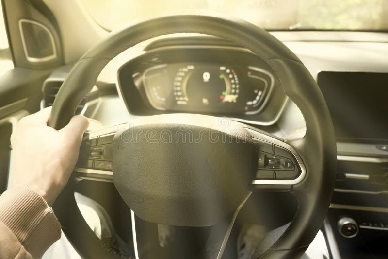 Driving Car on the Empty Road, Travel Background Stock Photo - Image of ...