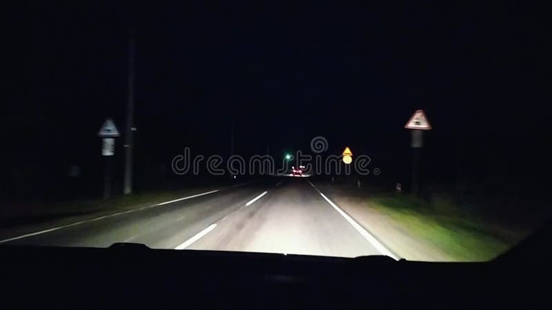 Driving in a Car at Night Pov Video Full Hd. Stock Video - Video of ...