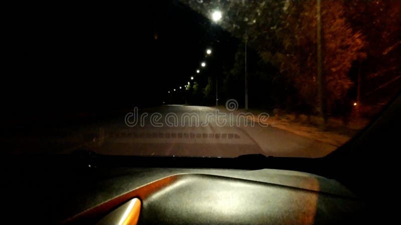 Driving in a Car at Night Pov Video Full Hd. Stock Video - Video of ...