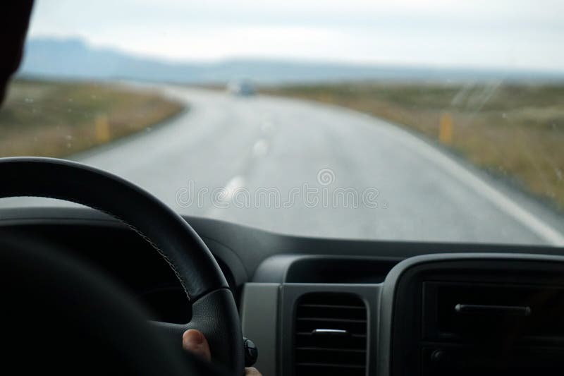 Driving a Car - Perspective of a Driver - Bokeh Effect Stock Photo ...