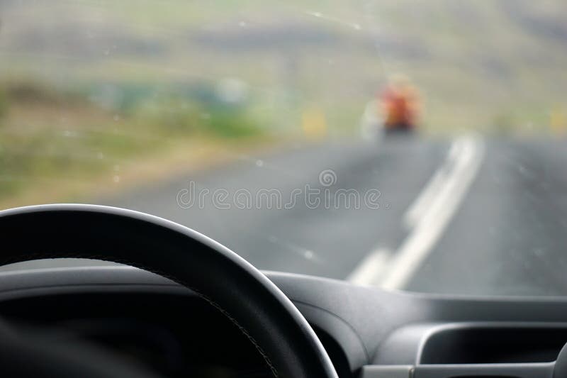 Driving a Car - Perspective of a Driver - Bokeh Effect Stock Image ...