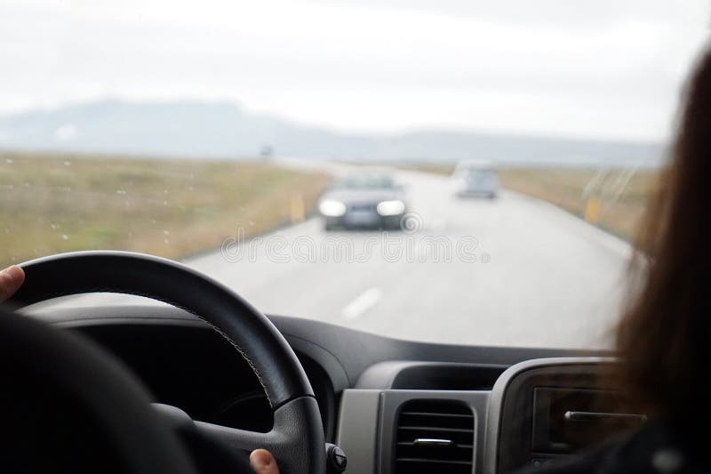 Driving a Car - Perspective of a Driver - Bokeh Effect Stock Image ...