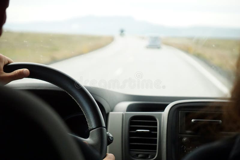 Driving a Car - Perspective of a Driver - Bokeh Effect Stock Image ...